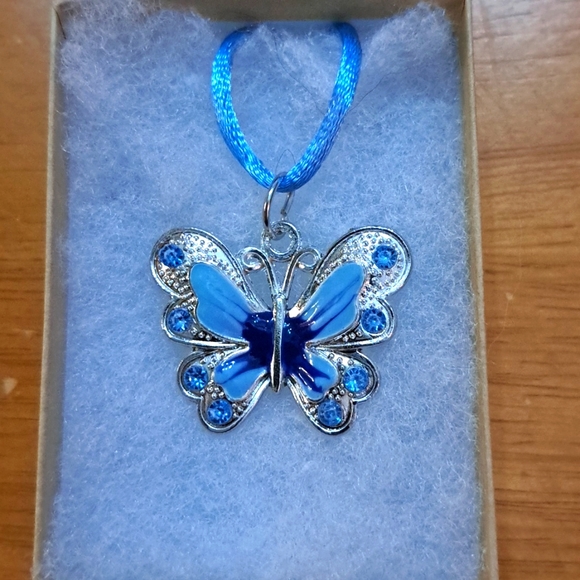 Jewelry | Blue Crystal Butterfly Necklace | Poshmark